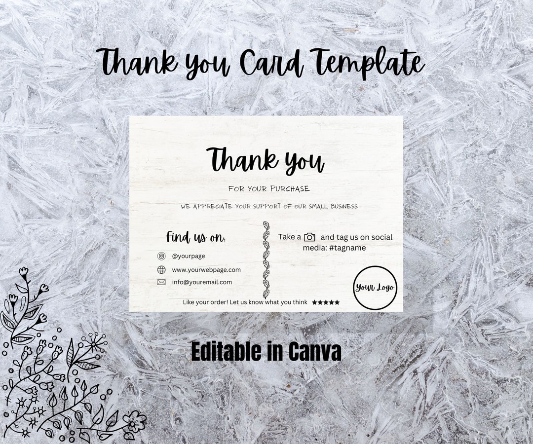 Thank You Card, Editable Thank You Card Template, Printable Thank You ...