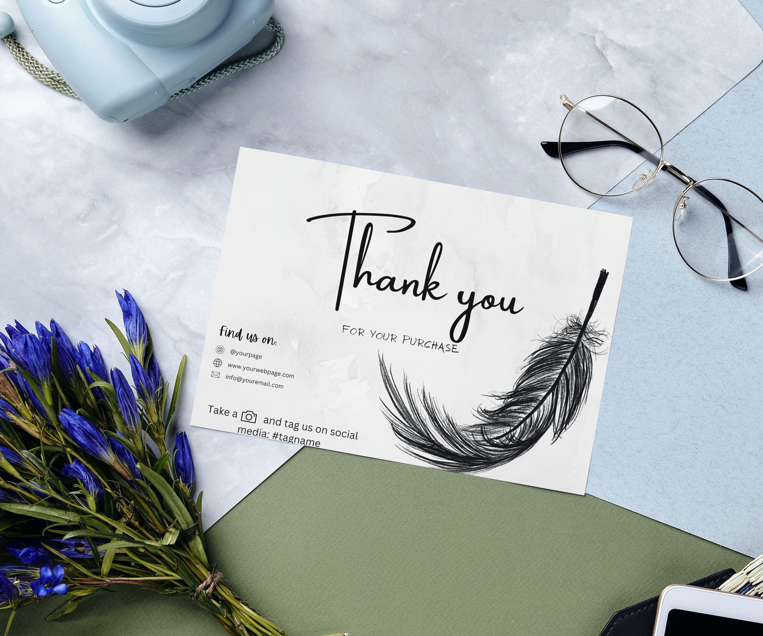Thank You Card, Editable Thank You Card Template, Printable Thank You ...
