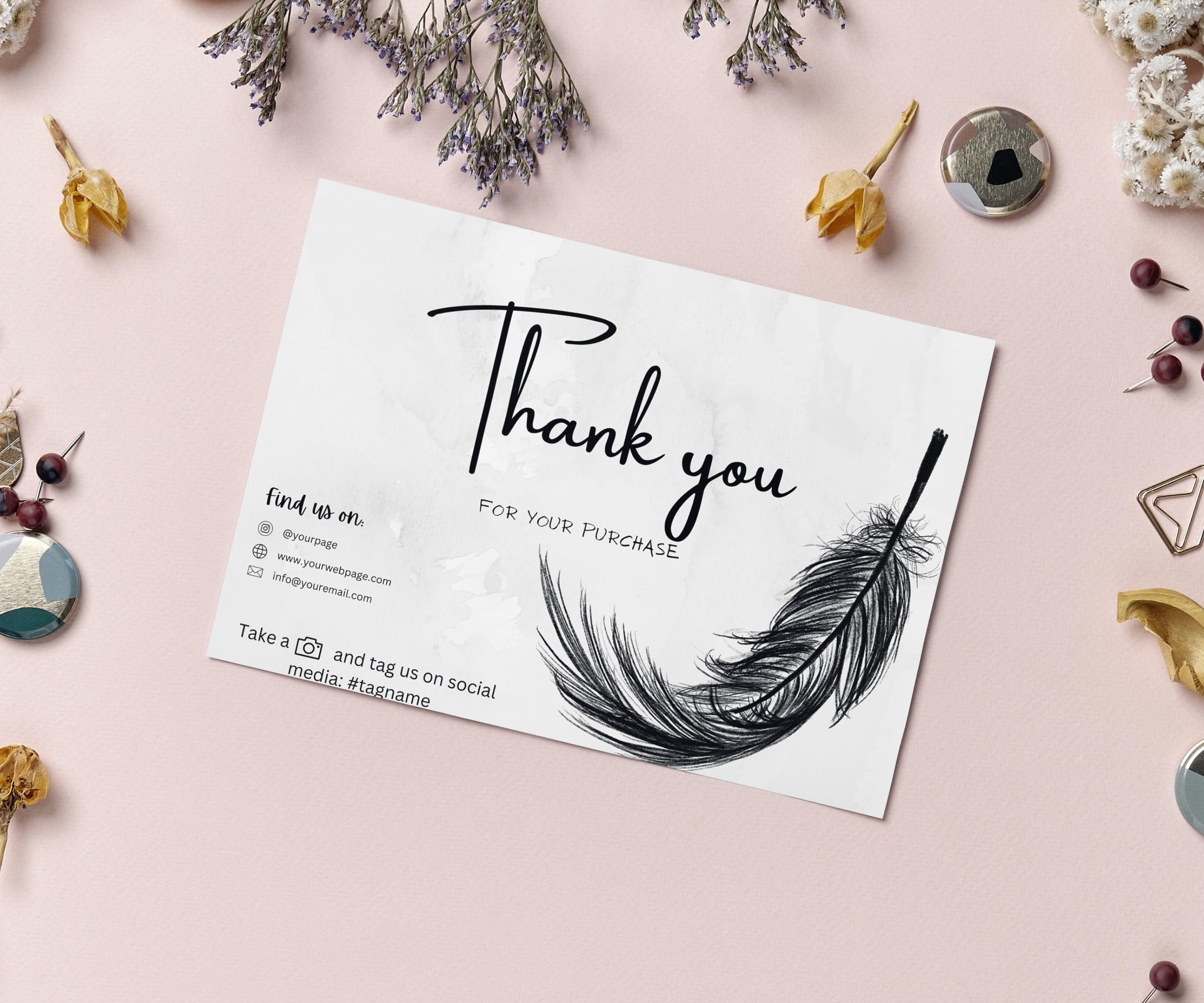 Thank You Card, Editable Thank You Card Template, Printable Thank You ...