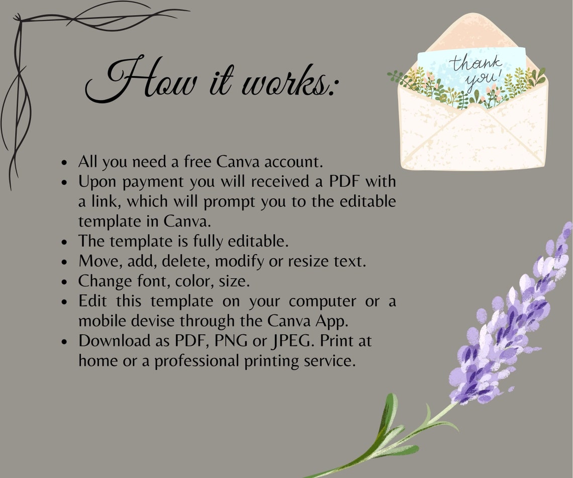 Thank You Card, Editable Thank You Card Template, Printable Thank You ...