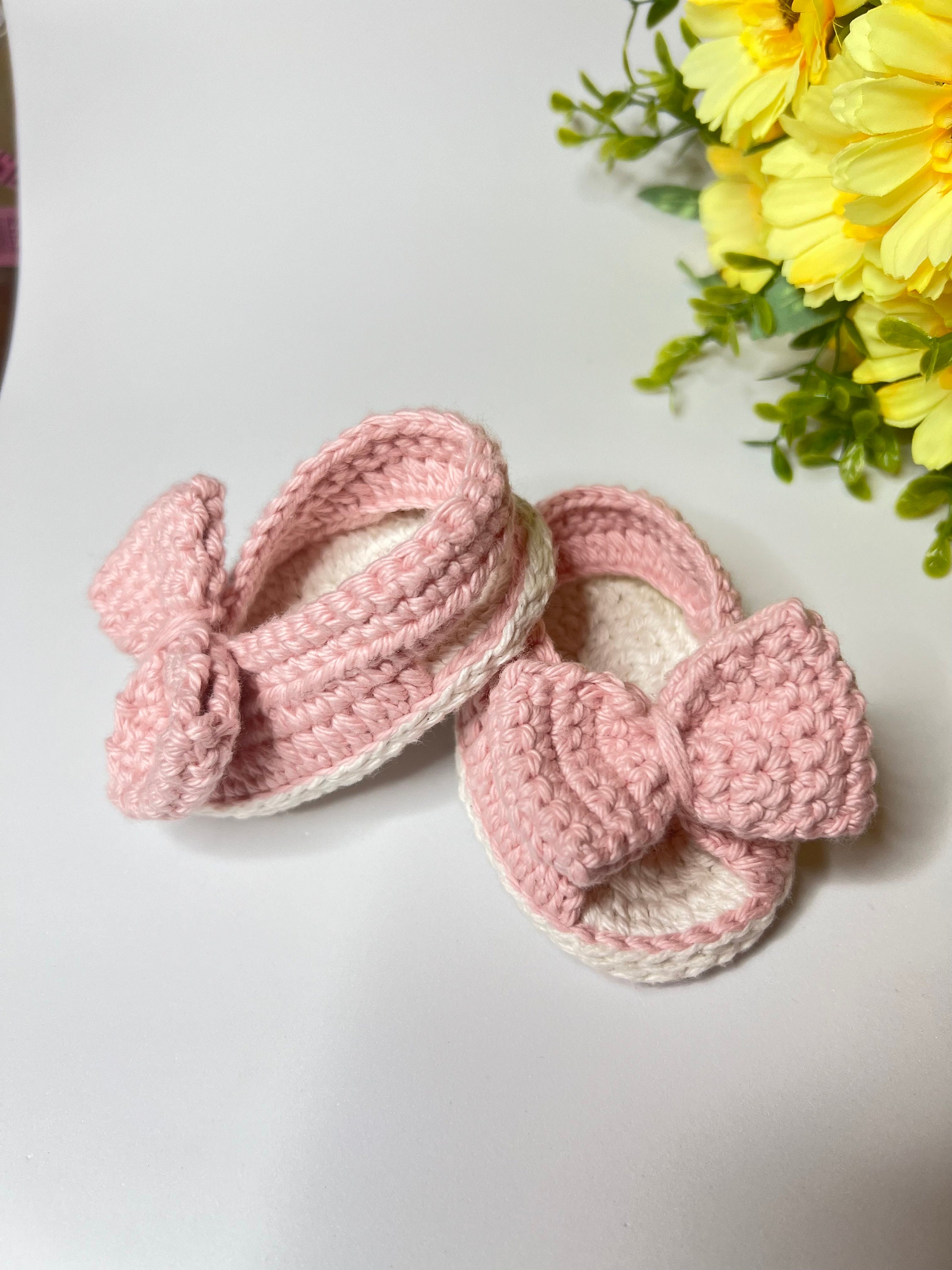 Zapatos Rosa Pastel Para Bebé a Crochet - Etsy