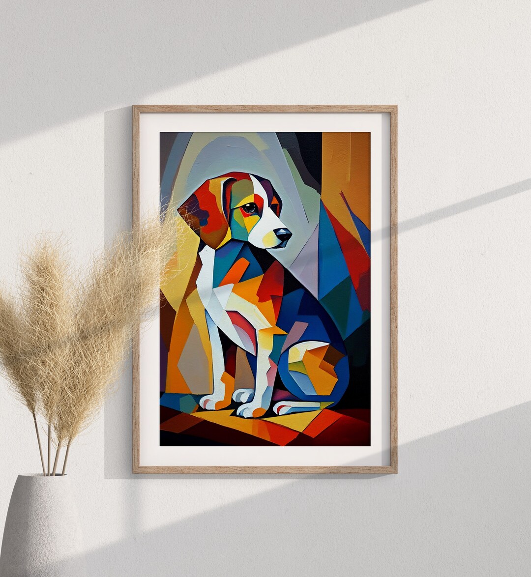 Geometric Beagle 1, Abstract Art, Dogs Breeds, Boho Pastels, Brush ...