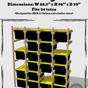 Tote Storage Plans for 27 Gallon Totes DIY: 24 Unit System - Etsy