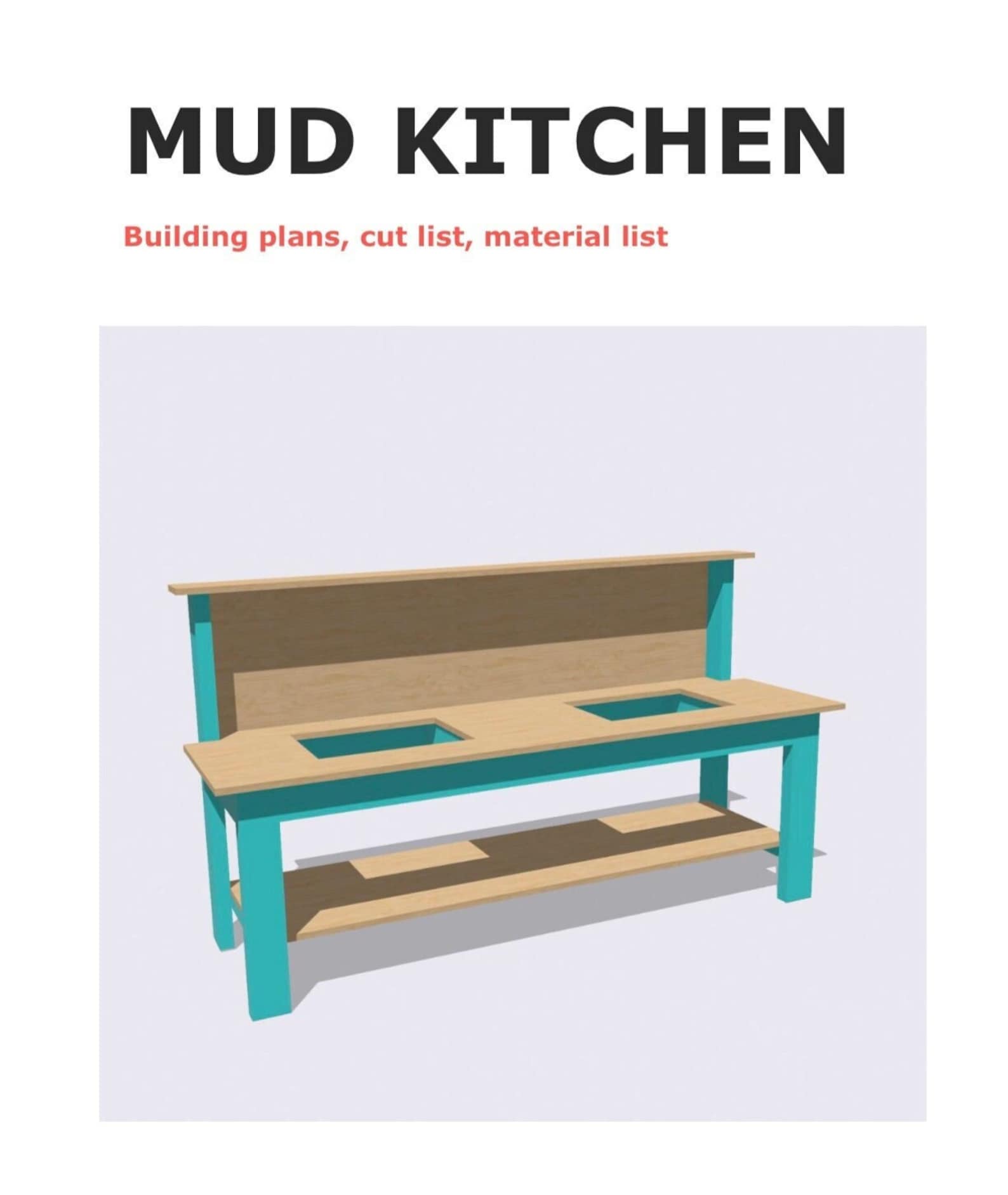 DIY Mud Kitchen Plan: Create an Outdoor Culinary Wonderland (36"x20"x66 ...
