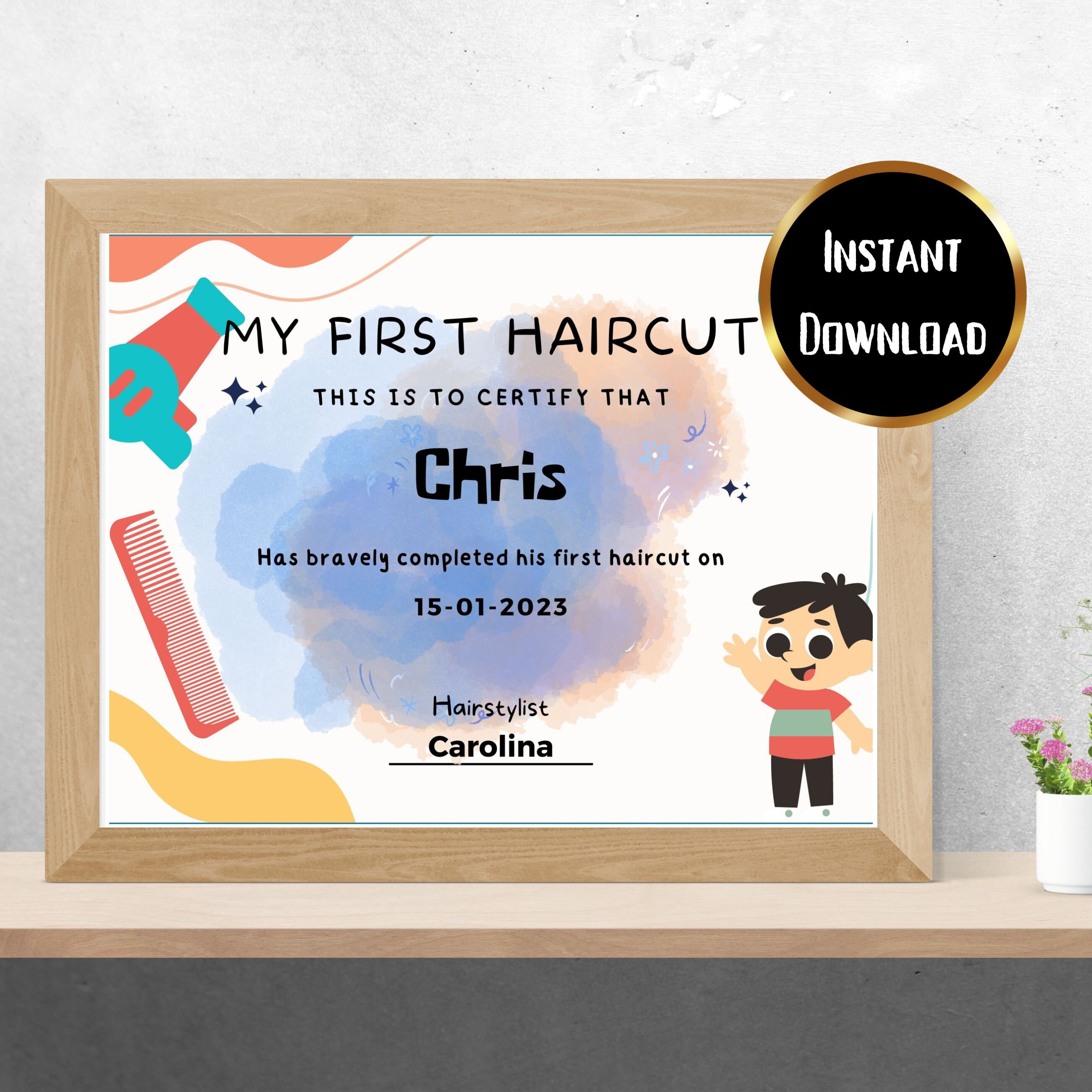 First Haircut Certificate, 1st Haircut, First Haircut Boy Certificate ...