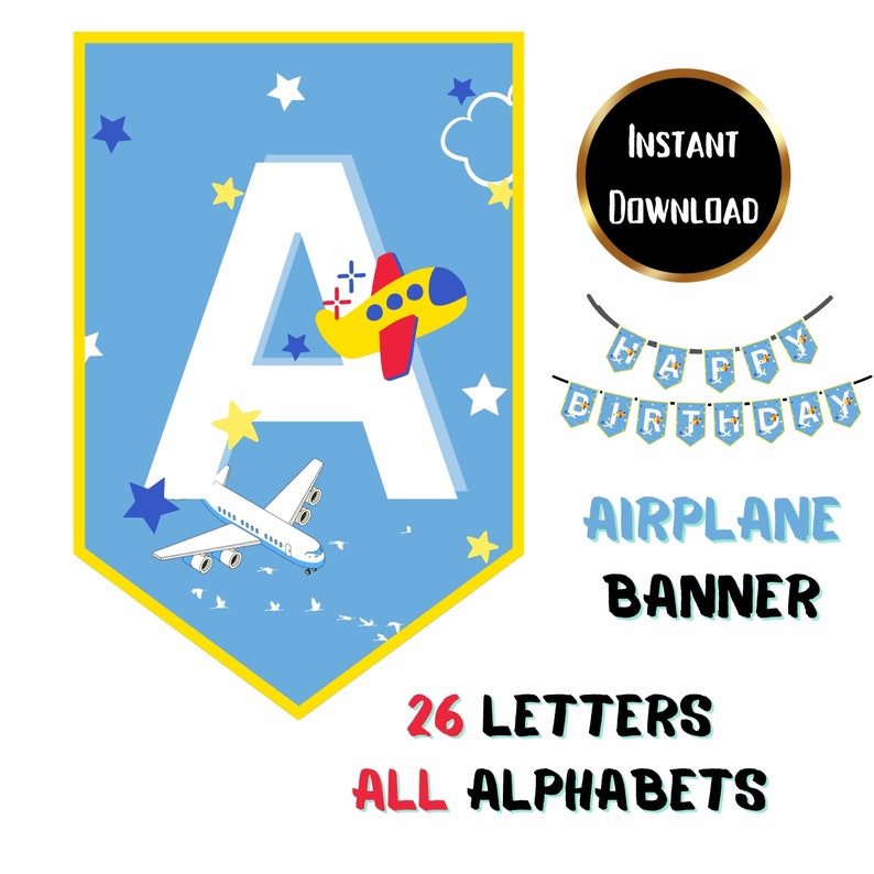 Airplane Birthday Banner, Plane Birthday Banner, Travel Banner, Travel ...