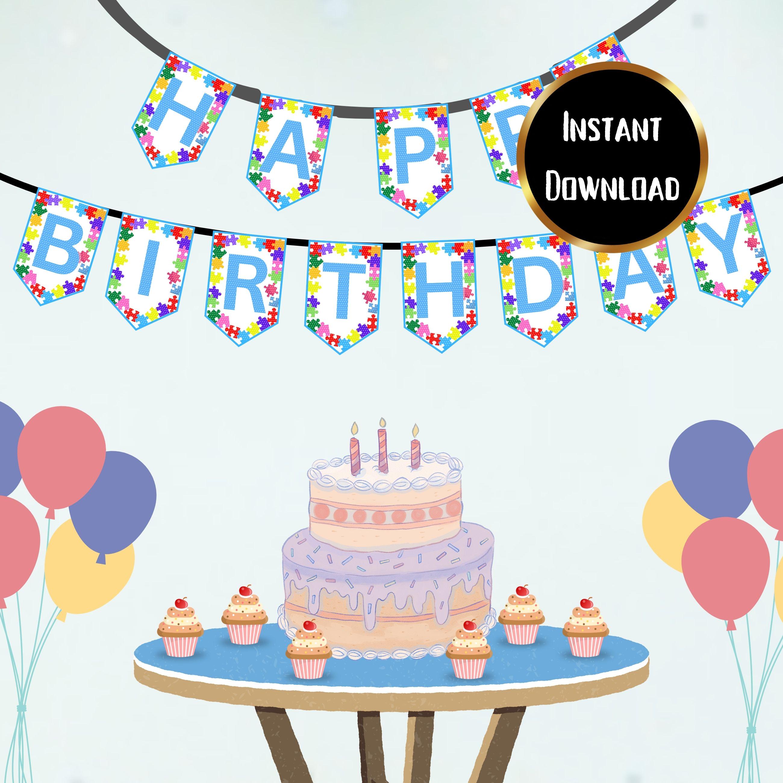 Puzzle Birthday Banner: Autism Awareness Alphabet (digital Banner ...
