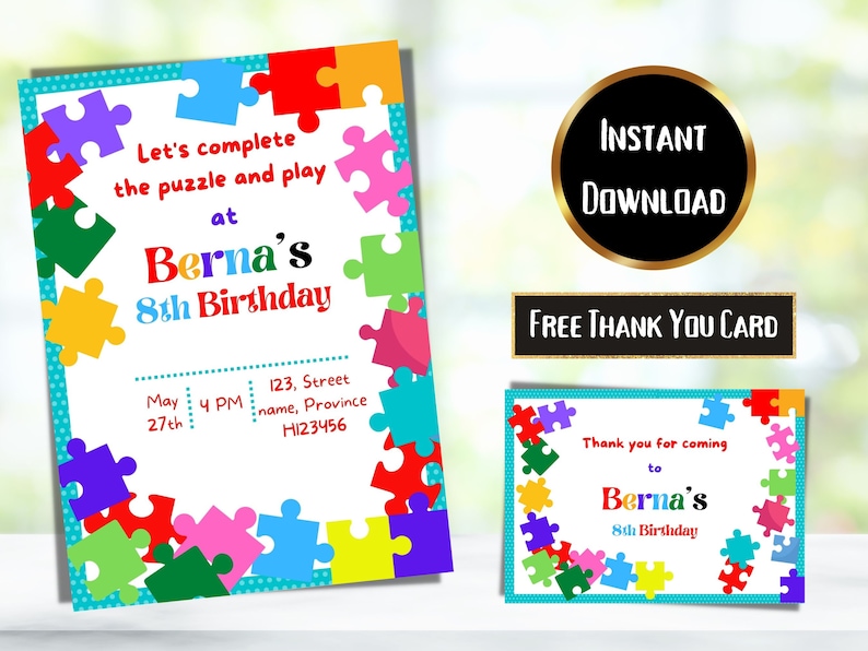 Puzzle Birthday Invitation: Kids Party Template (digital Download) - Etsy