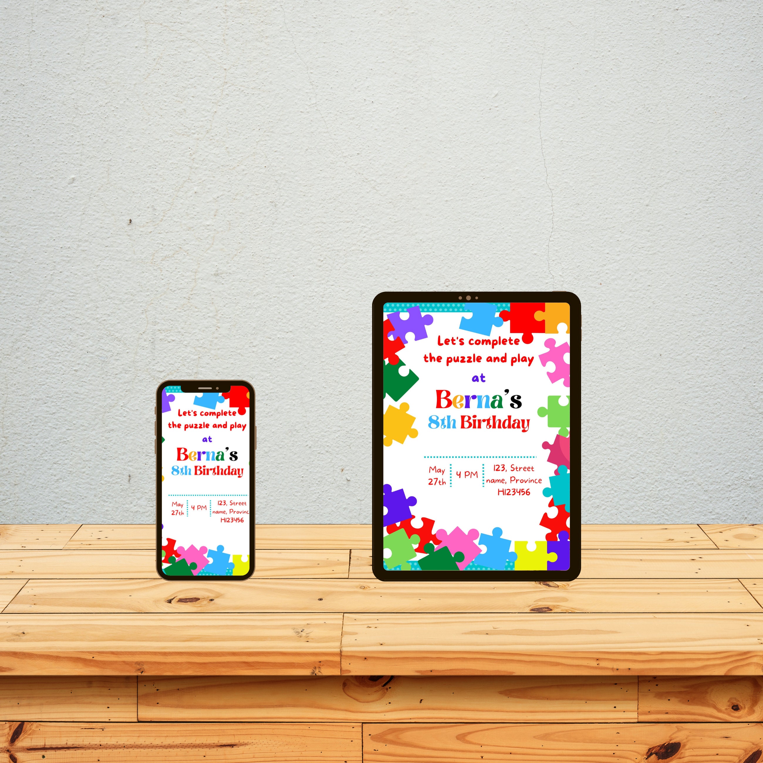 Puzzle Birthday Invitation: Kids Party Template (digital Download) - Etsy