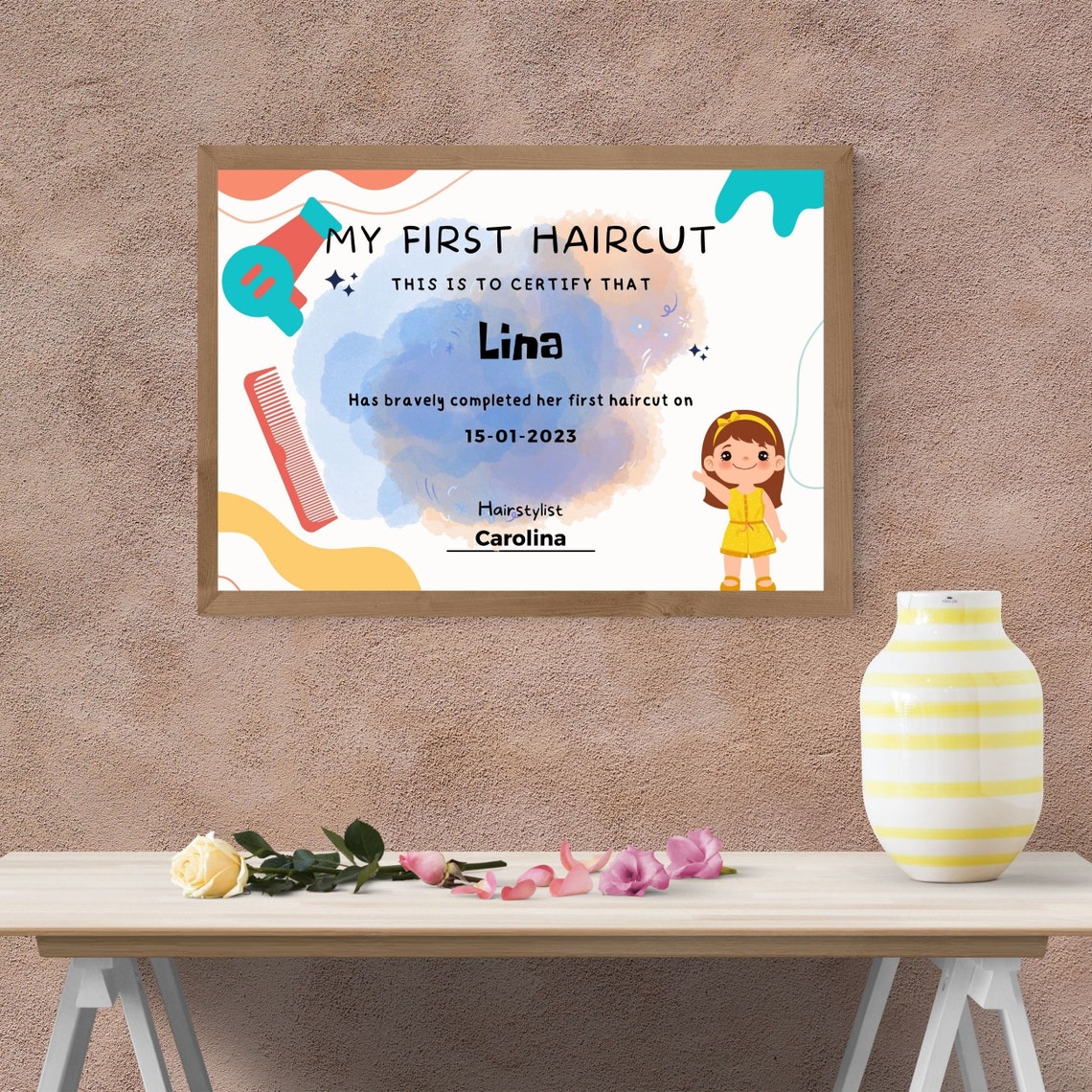 First Haircut Certificate, 1st Haircut, First Haircut Girl Certificate ...