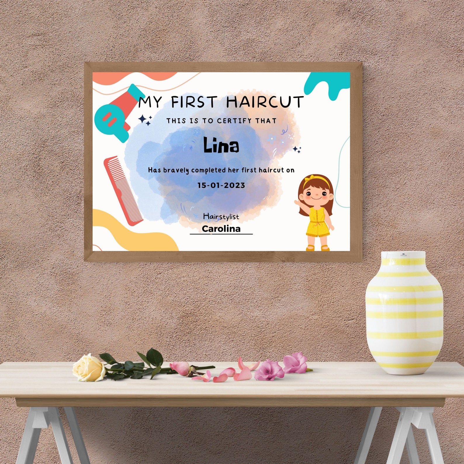 First Haircut Certificate, 1st Haircut, First Haircut Girl Certificate ...