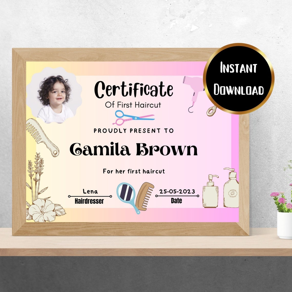 First Haircut Certificate, 1st Haircut, First Haircut Girl Certificate ...