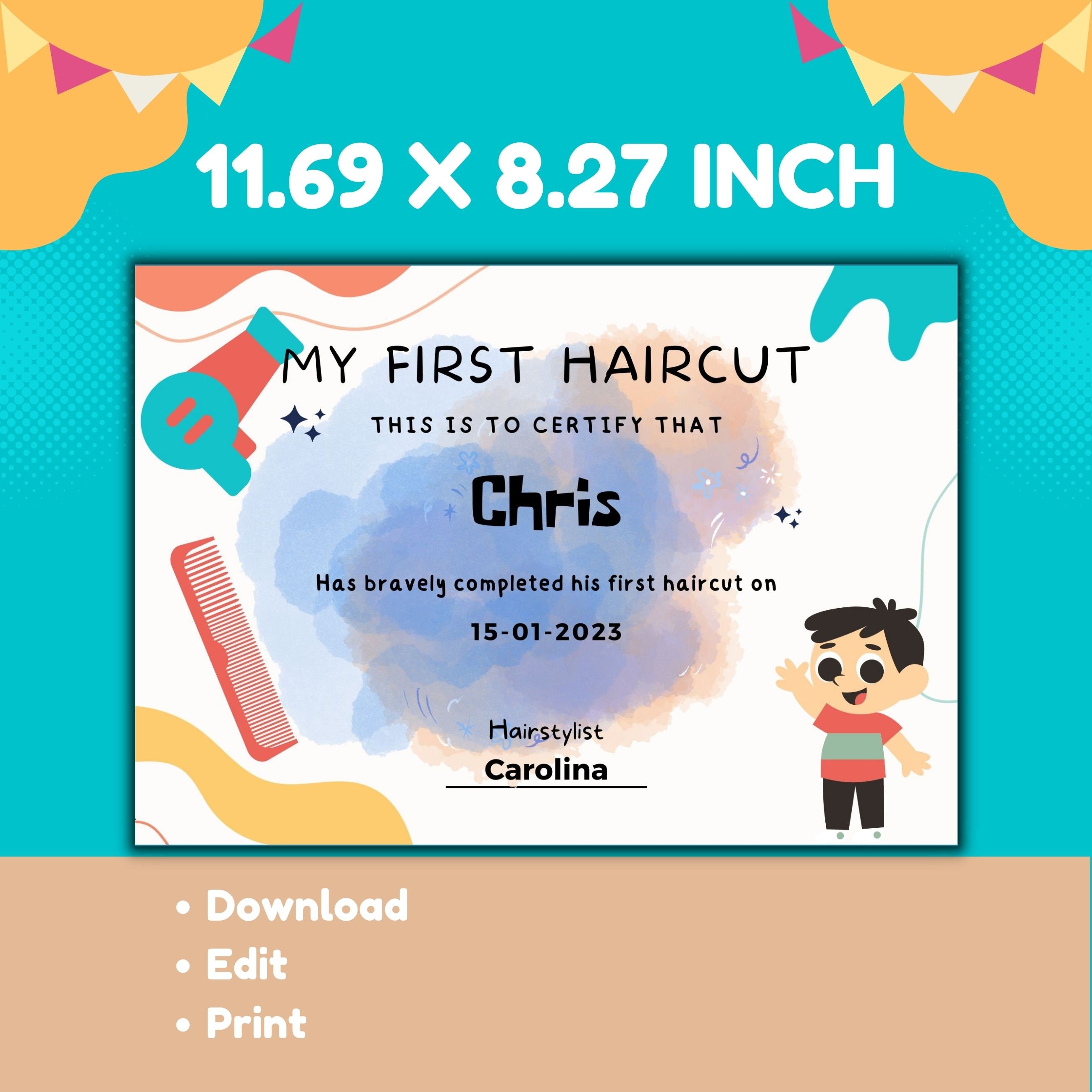 First Haircut Certificate, 1st Haircut, First Haircut Boy Certificate ...