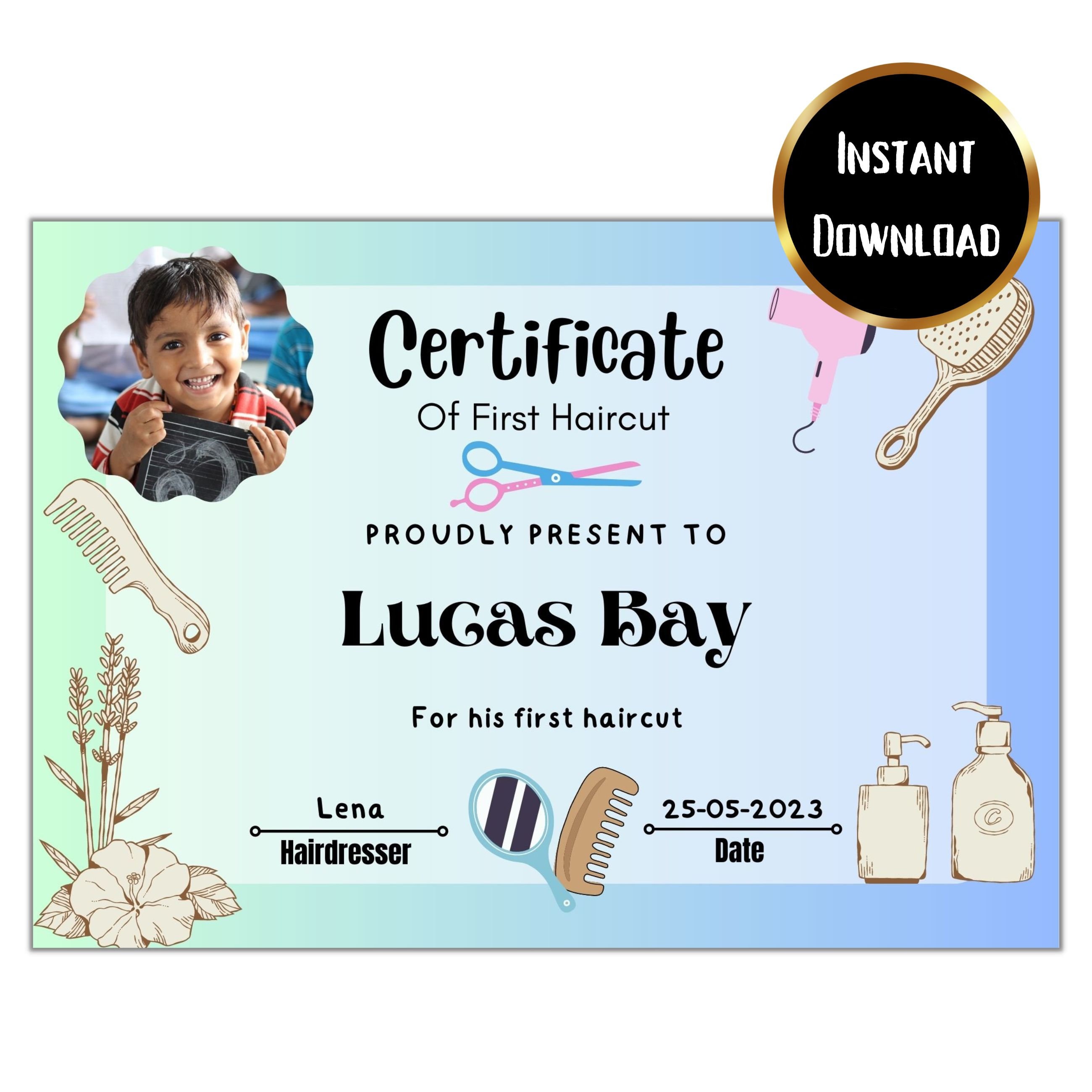 First Haircut Certificate, 1st Haircut, First Haircut Boy Certificate ...