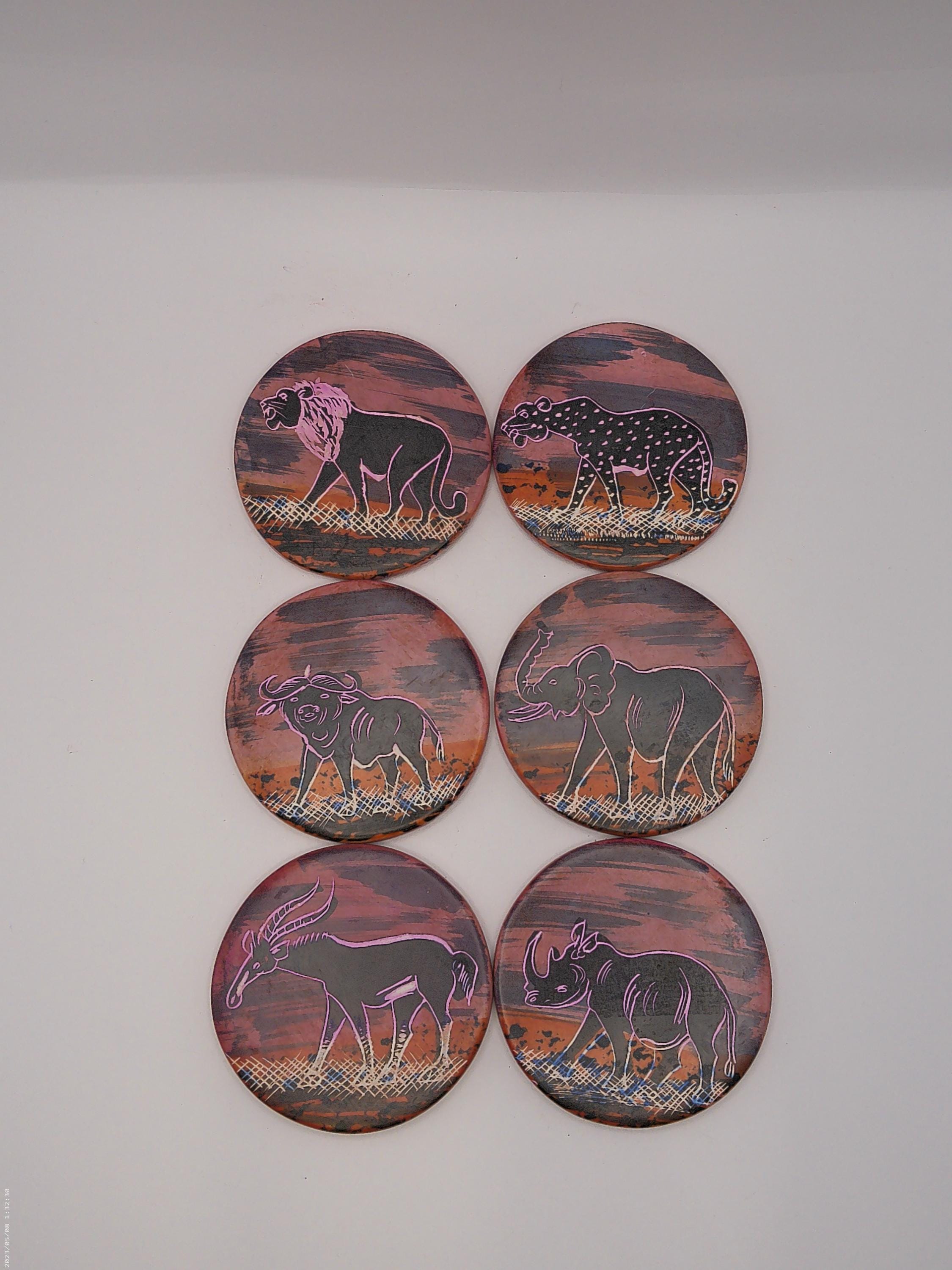 Kisii Soapstone Coasters Set of Six W/ Safari Animals - Etsy