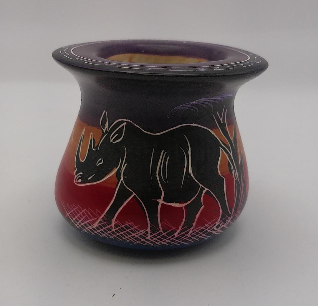 Kissi Soapstone Ink Pot W/rhino - Etsy