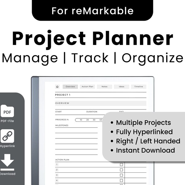 Remarkable 2 Project Management Template - Etsy