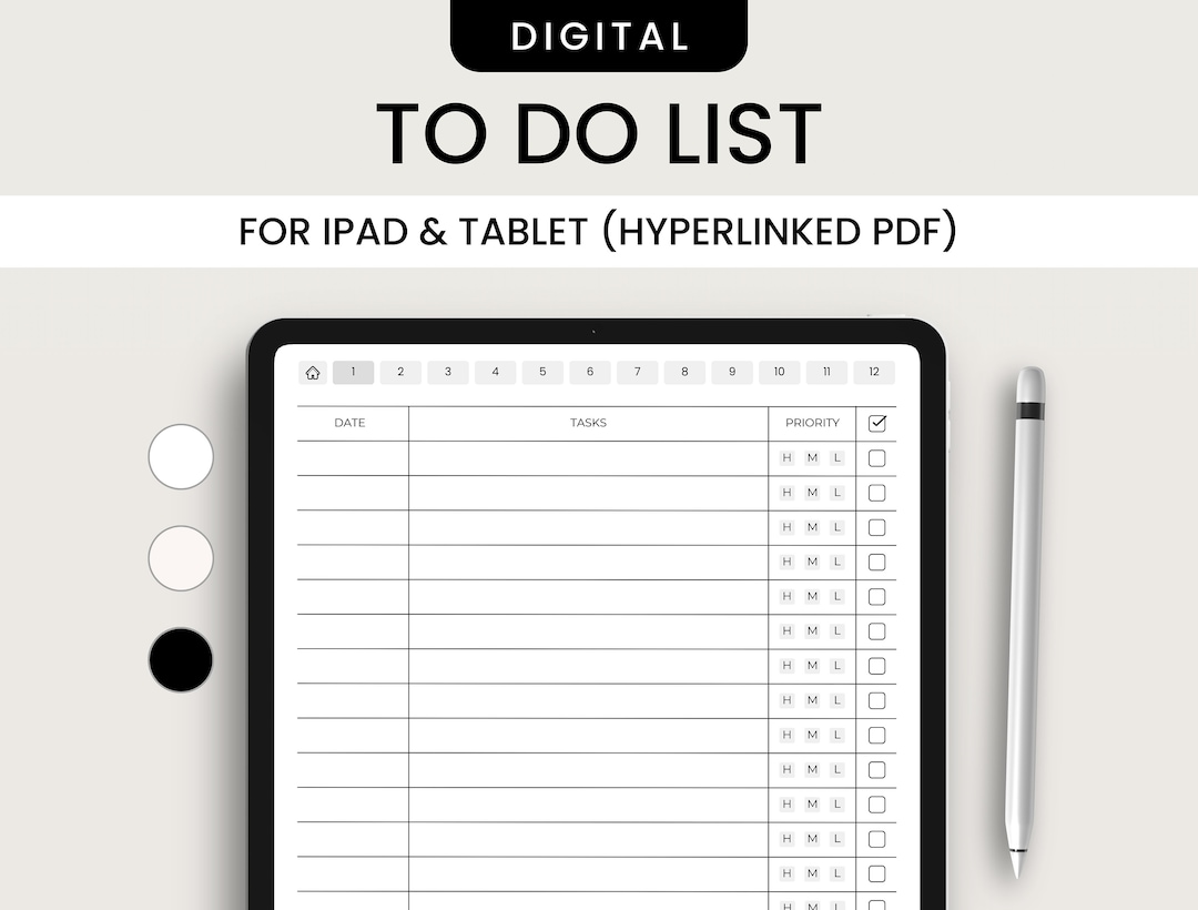 Goodnotes to Do List, Check List, Task List, Planner Template, Digital ...