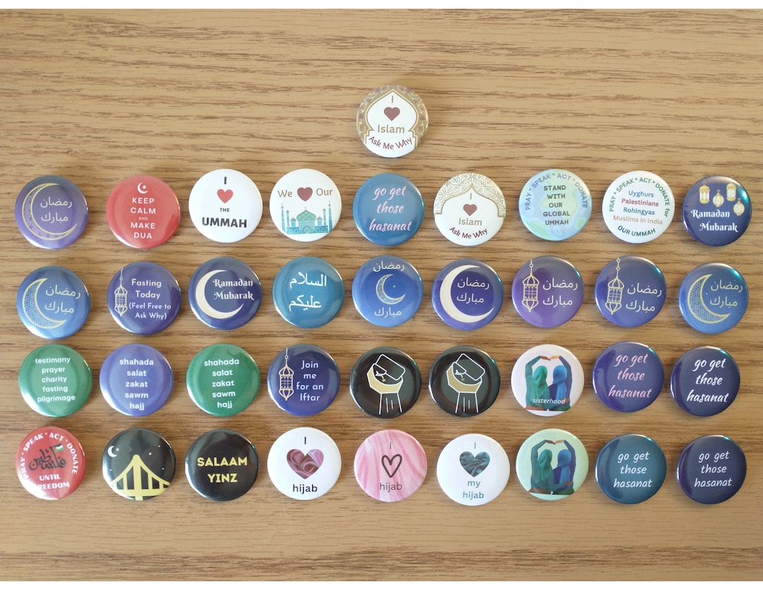Set of 6 Islamic / Muslim Pins / Buttons With Magnets - Choose 6 per ...