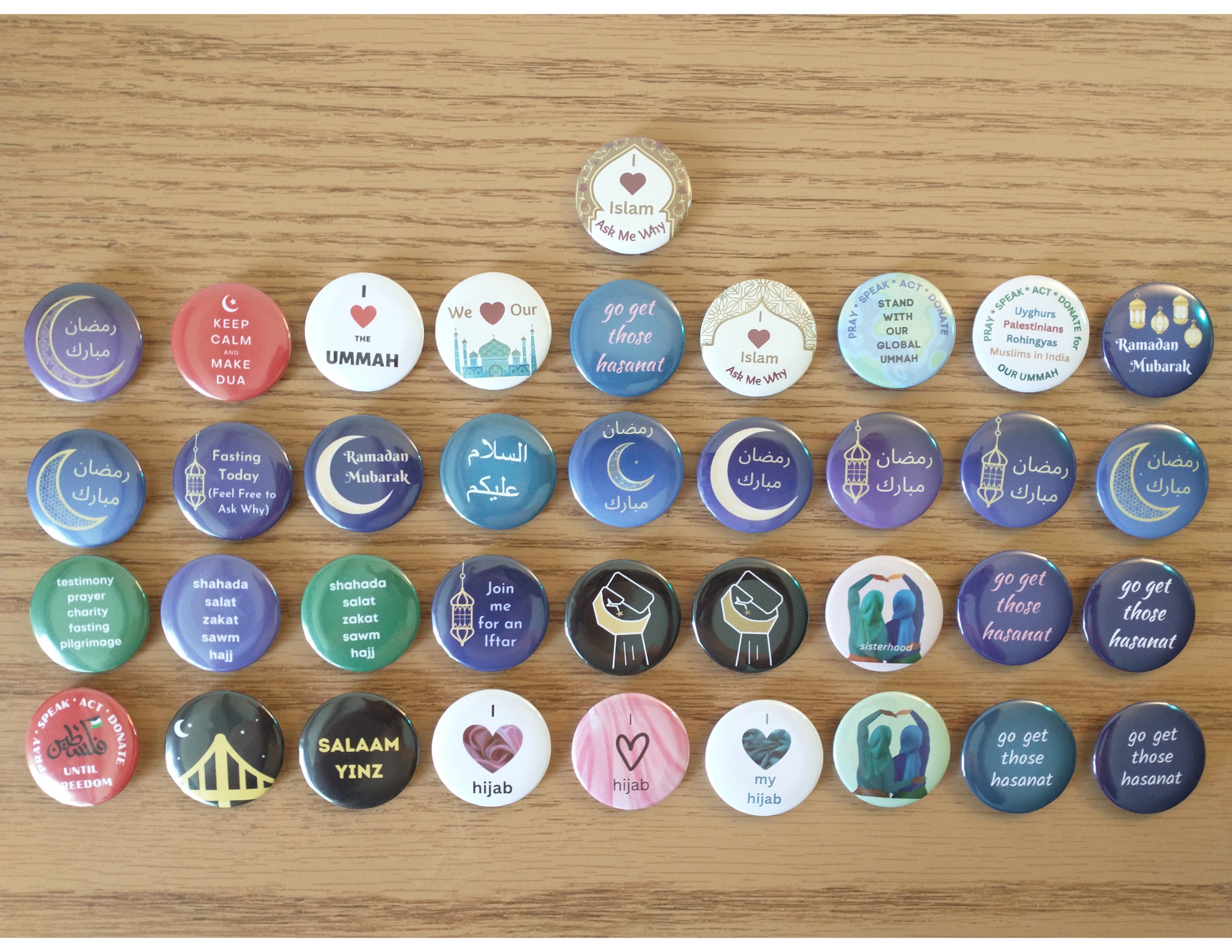 Set of 6 Islamic / Muslim Pins / Buttons With Magnets Choose - Etsy