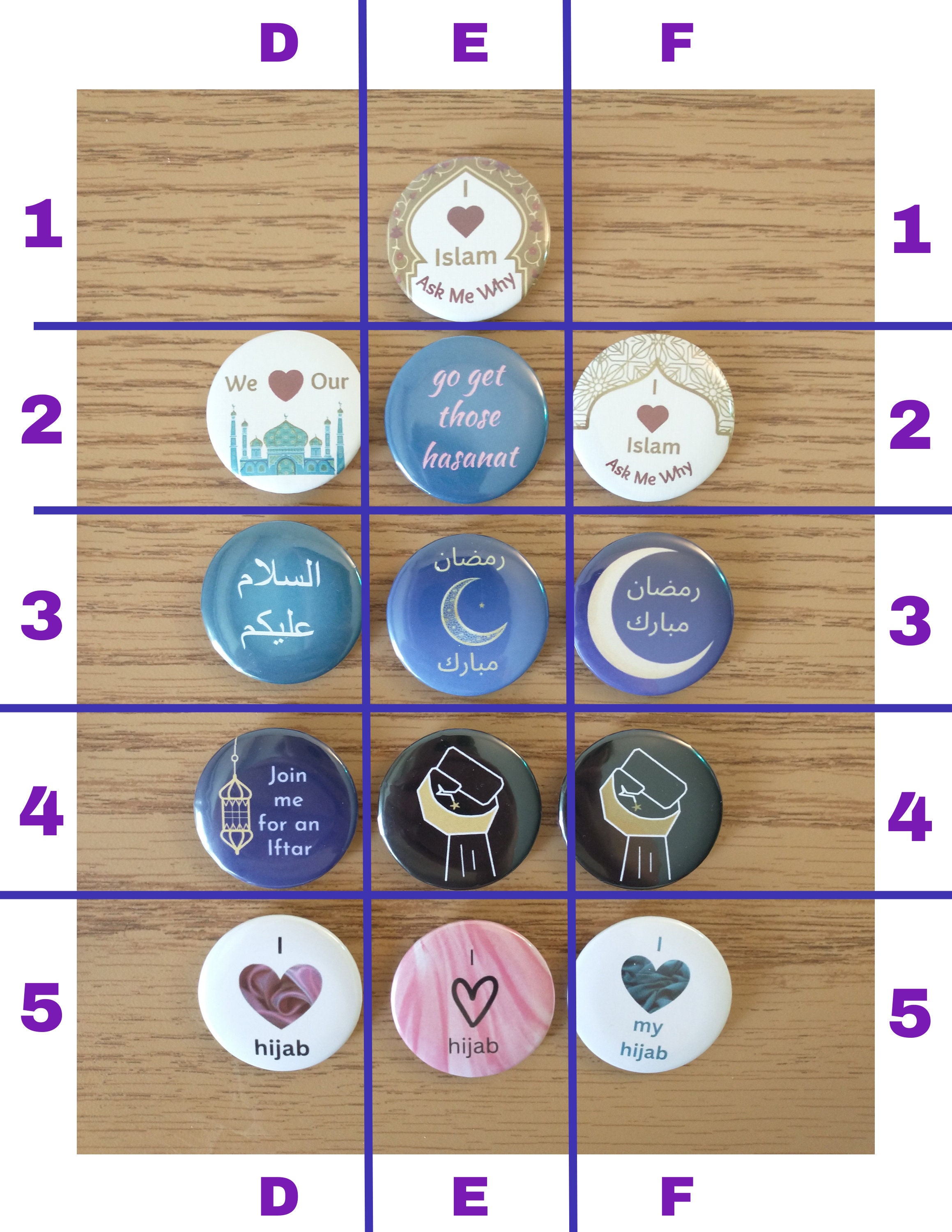 Set of 6 Islamic / Muslim Pins / Buttons With Magnets Choose - Etsy