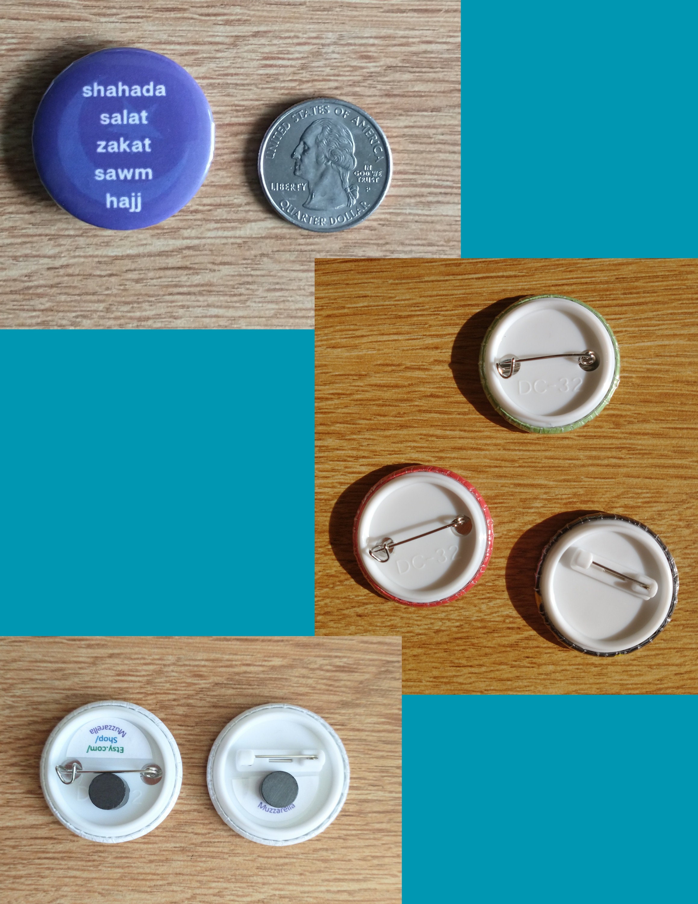 Set of 6 Islamic / Muslim Pins / Buttons With Magnets Choose - Etsy