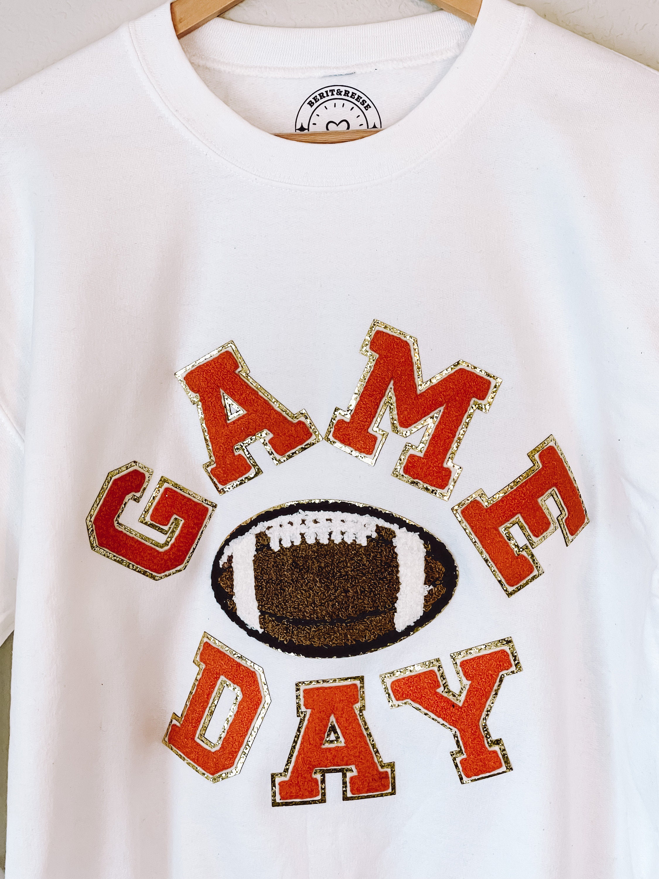 Game Day College/nfl Football Chenille Patch Sweatshirt Customizable ...