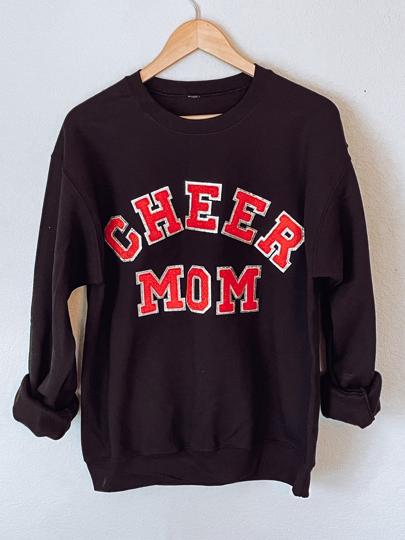 Cheer Mom Customizable Chenille Patch Sweatshirt/ Cheer Kids Sweater ...