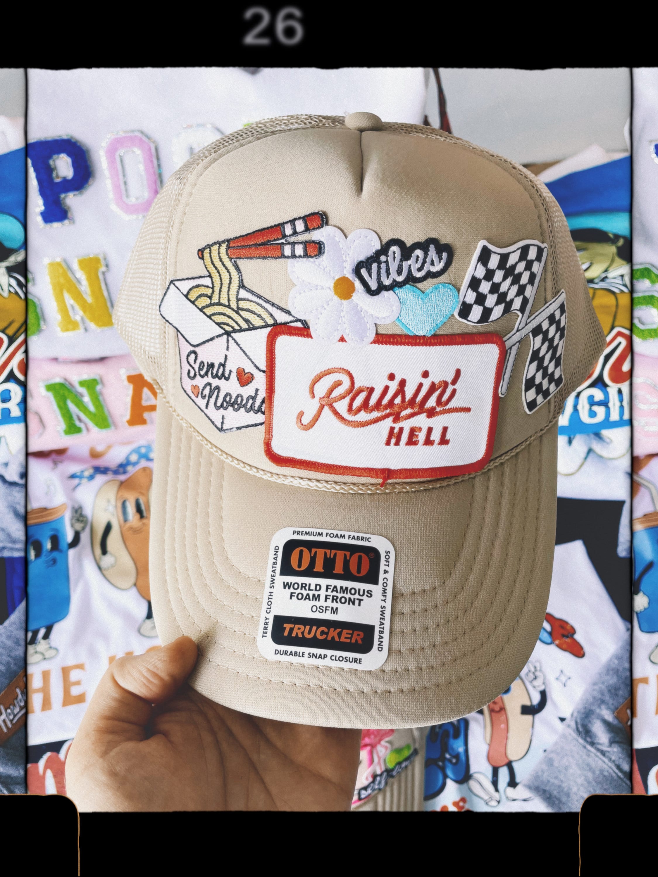 Raisin’ Hell Trucker Hat/ Summer Trucker Hat/ Patches/ Custom Trucker ...