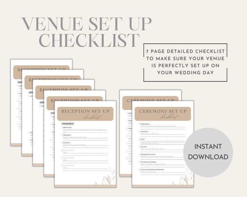 Wedding Guide and Wedding Checklist for Venue Set up and Bridal Party ...
