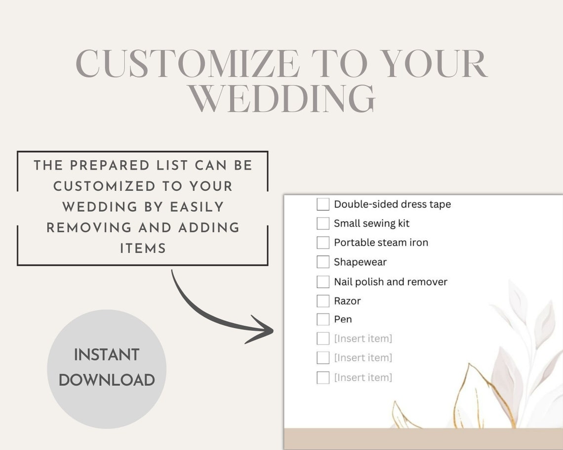 Emergency Wedding Kit for Wedding Day Emergency Bag Bride Packing ...