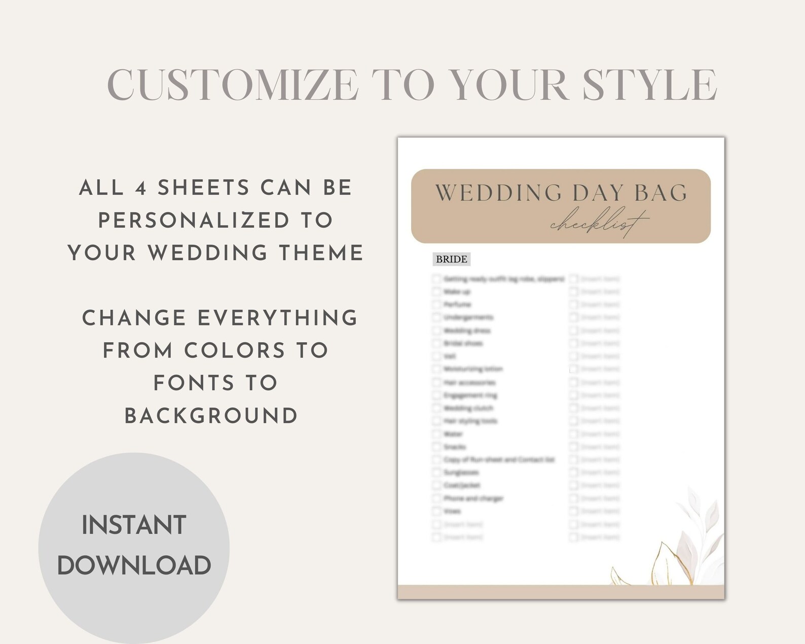 Wedding Bag Packing List for Bridal Party Checklist Bride Packing Guide ...