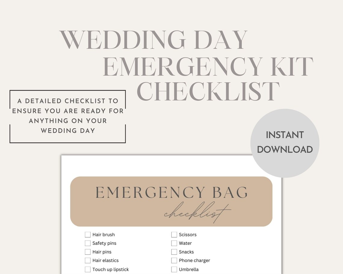 Emergency Wedding Kit for Wedding Day Emergency Bag Bride Packing ...