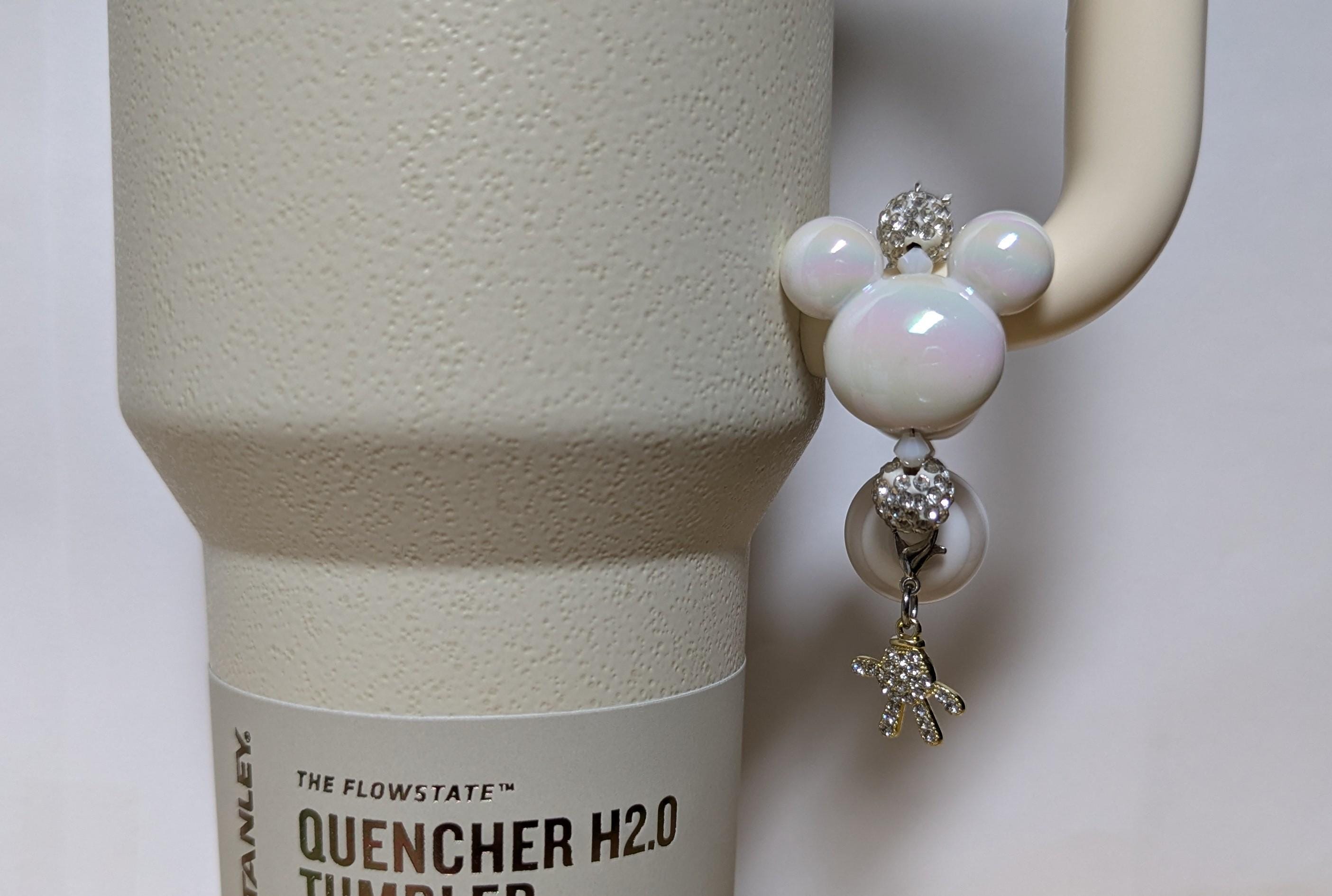 Mickey Mouse Stanley Cup White Handle Charm Clay Rhinestone Beads ...