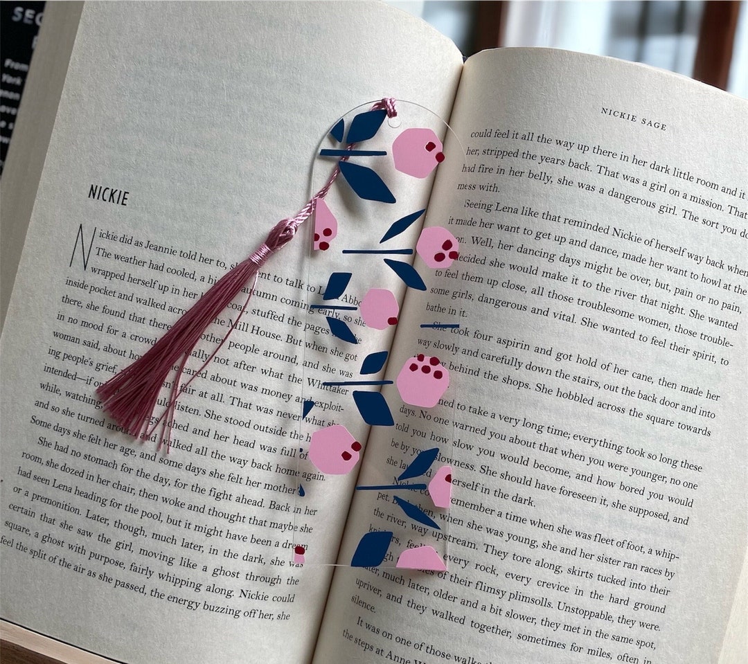 Floral Themed Bookmark Acrylic Bookmark Clear Bookmark Thin Bookmark - Etsy