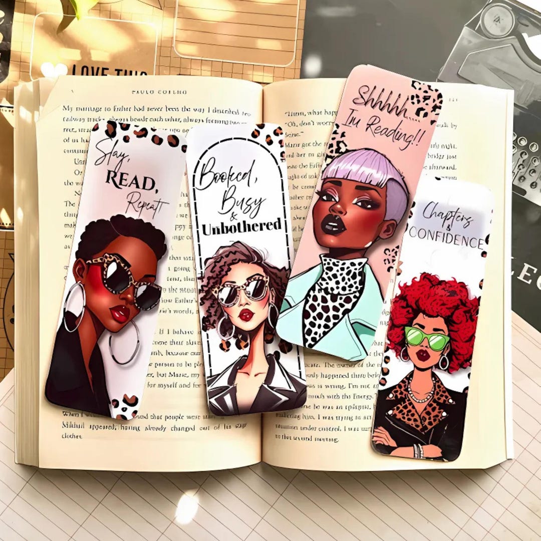 Afro Glam Bookmark | Black Girl Magic Ereader Insert - Etsy