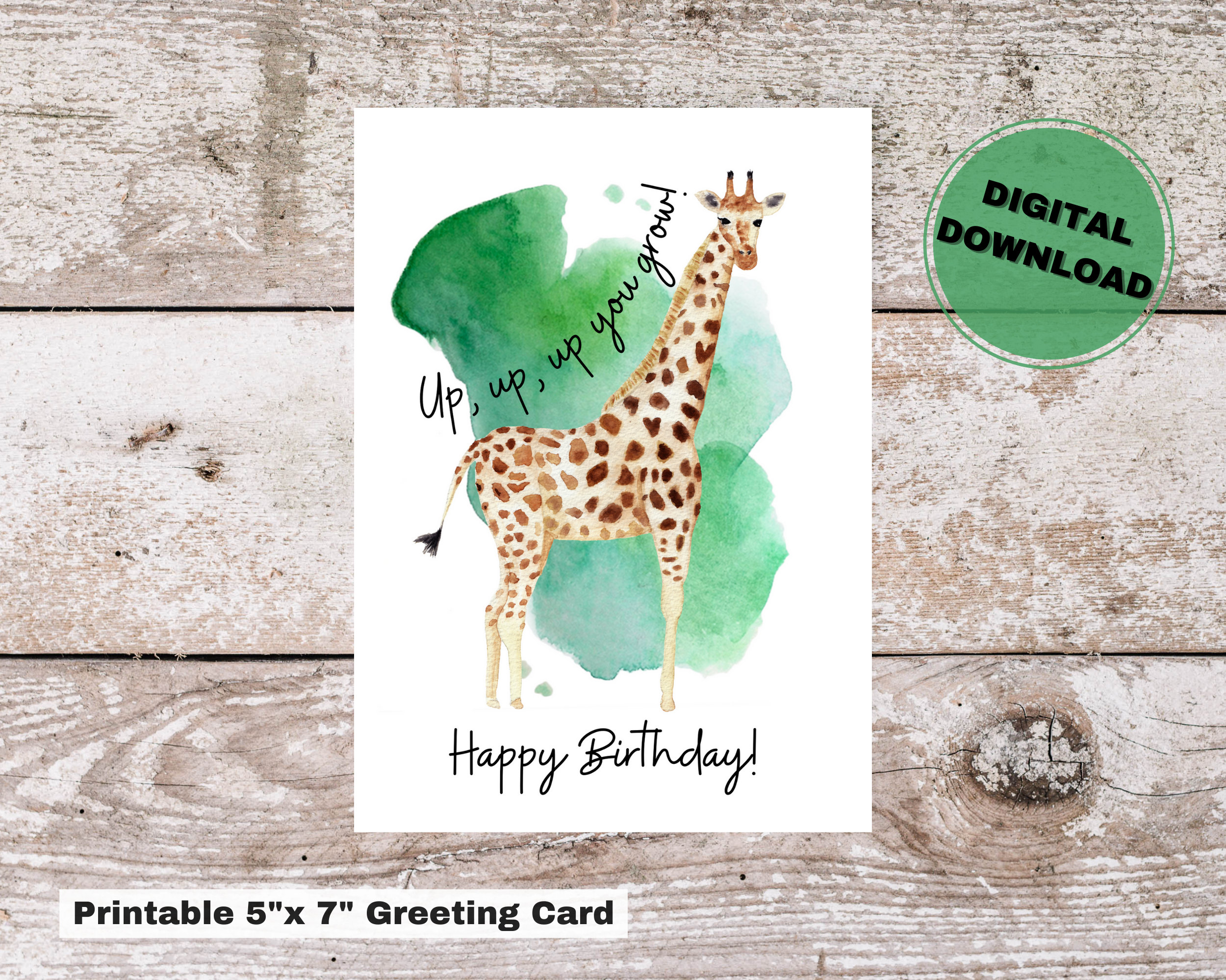Printable Happy Birthday Card Giraffe Birthday Card Child Birthday Card ...