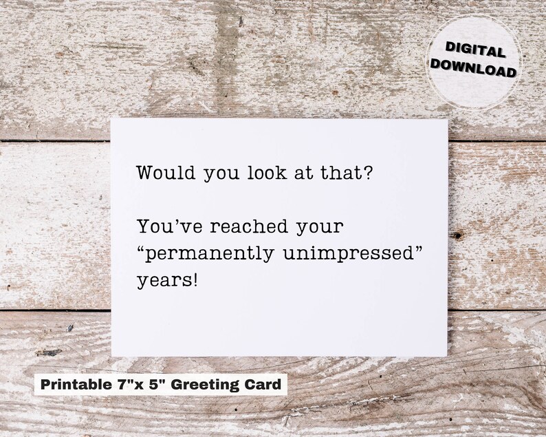 Printable Rude Birthday Card Sarcastic Birthday Greetings, 7x5 Snarky B ...