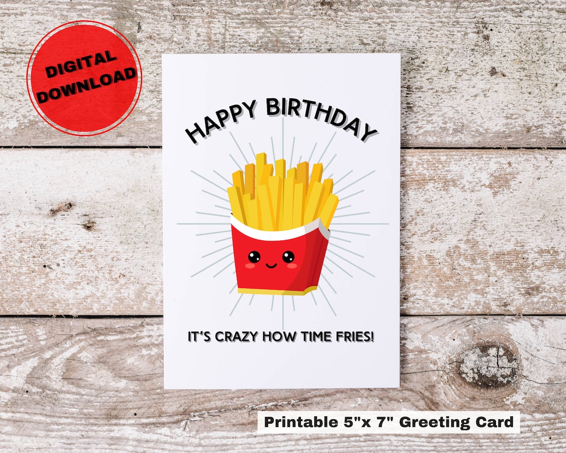 French Fries Birthday Card Cute Punny Card Kids Birthday Son Daughter ...