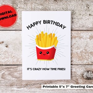 French Fries Birthday Card Cute Punny Card Kids Birthday Son Daughter ...