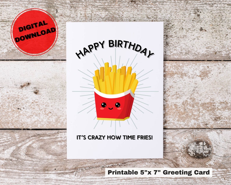 French Fries Birthday Card Cute Punny Card Kids Birthday Son Daughter ...
