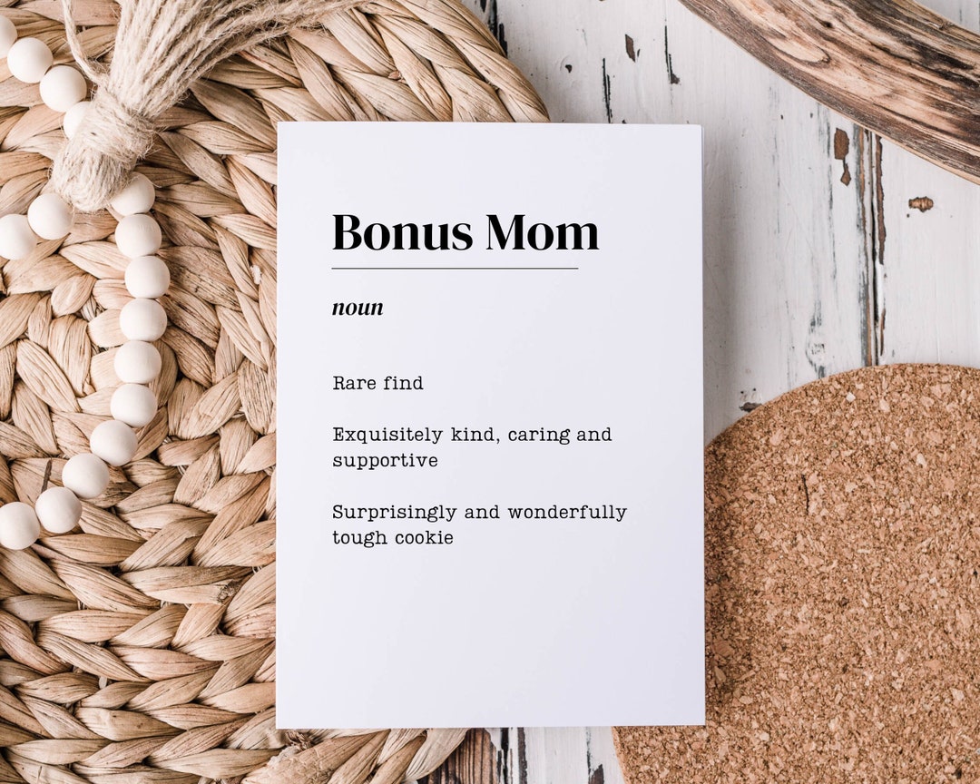 Printable Mother's Day Card Bonus Mom Definition Card for Stepmom for ...