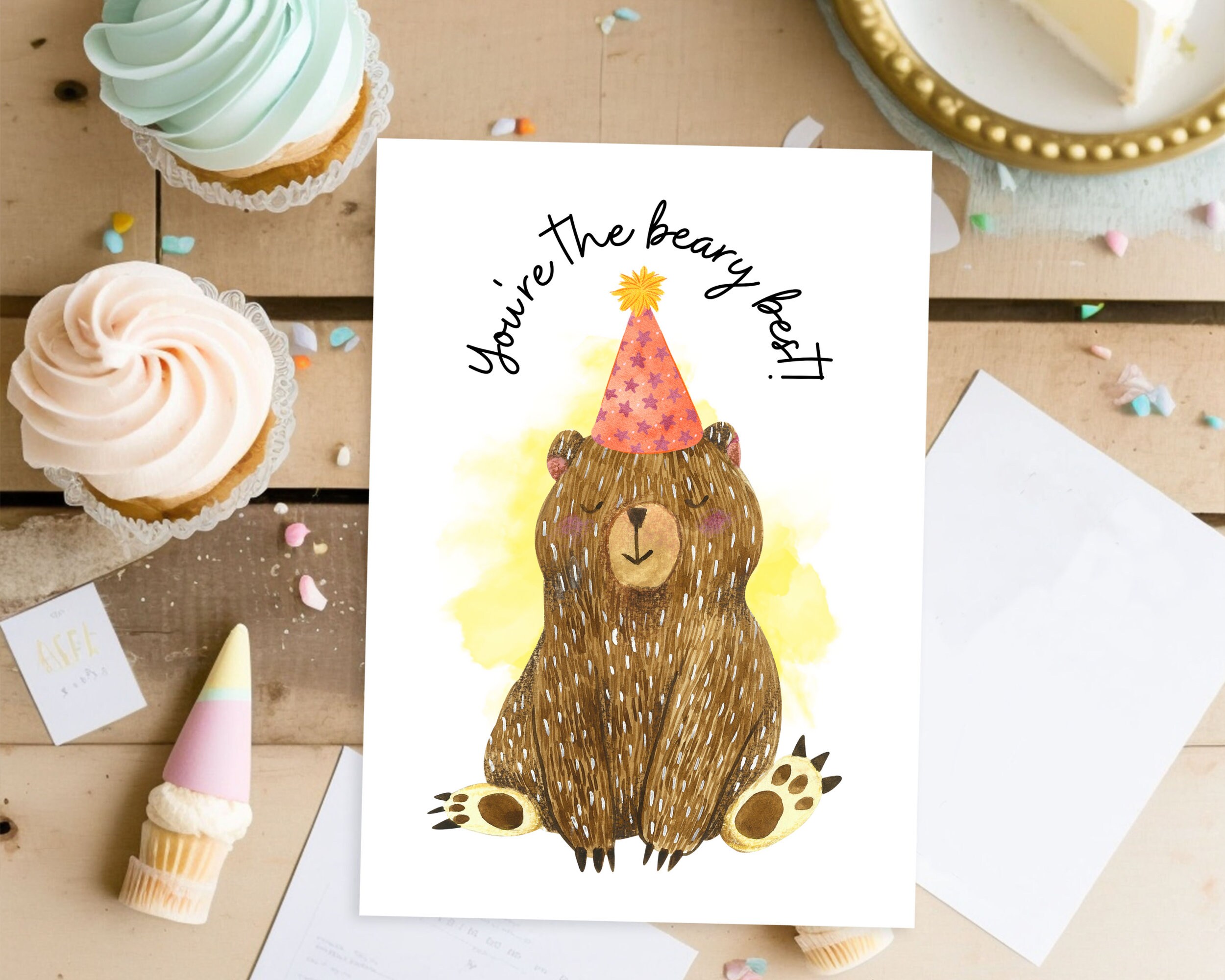 Printable Happy Birthday Card Bear Birthday Card Child Birthday Card ...