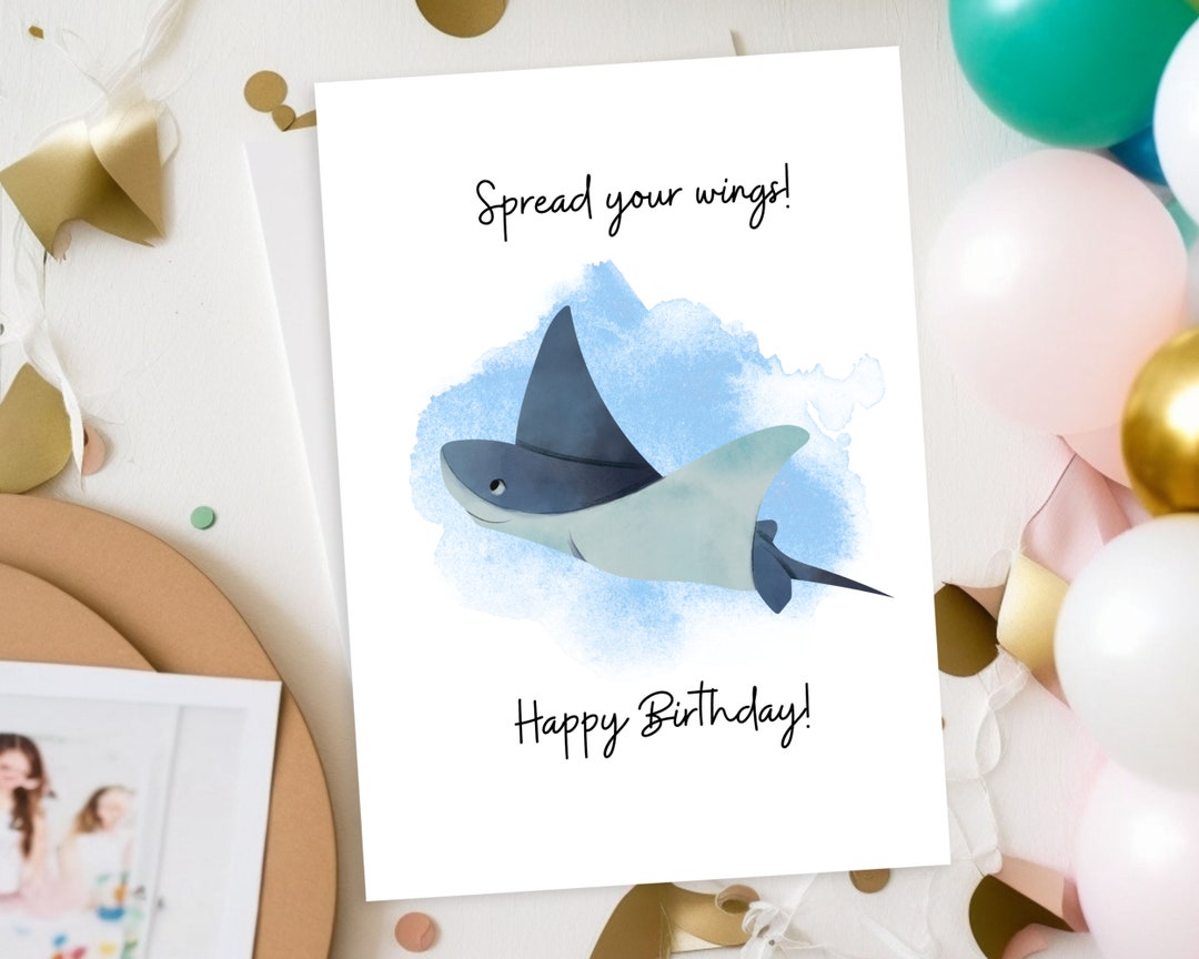 Printable Happy Birthday Card Stingray Birthday Card Child Birthday ...