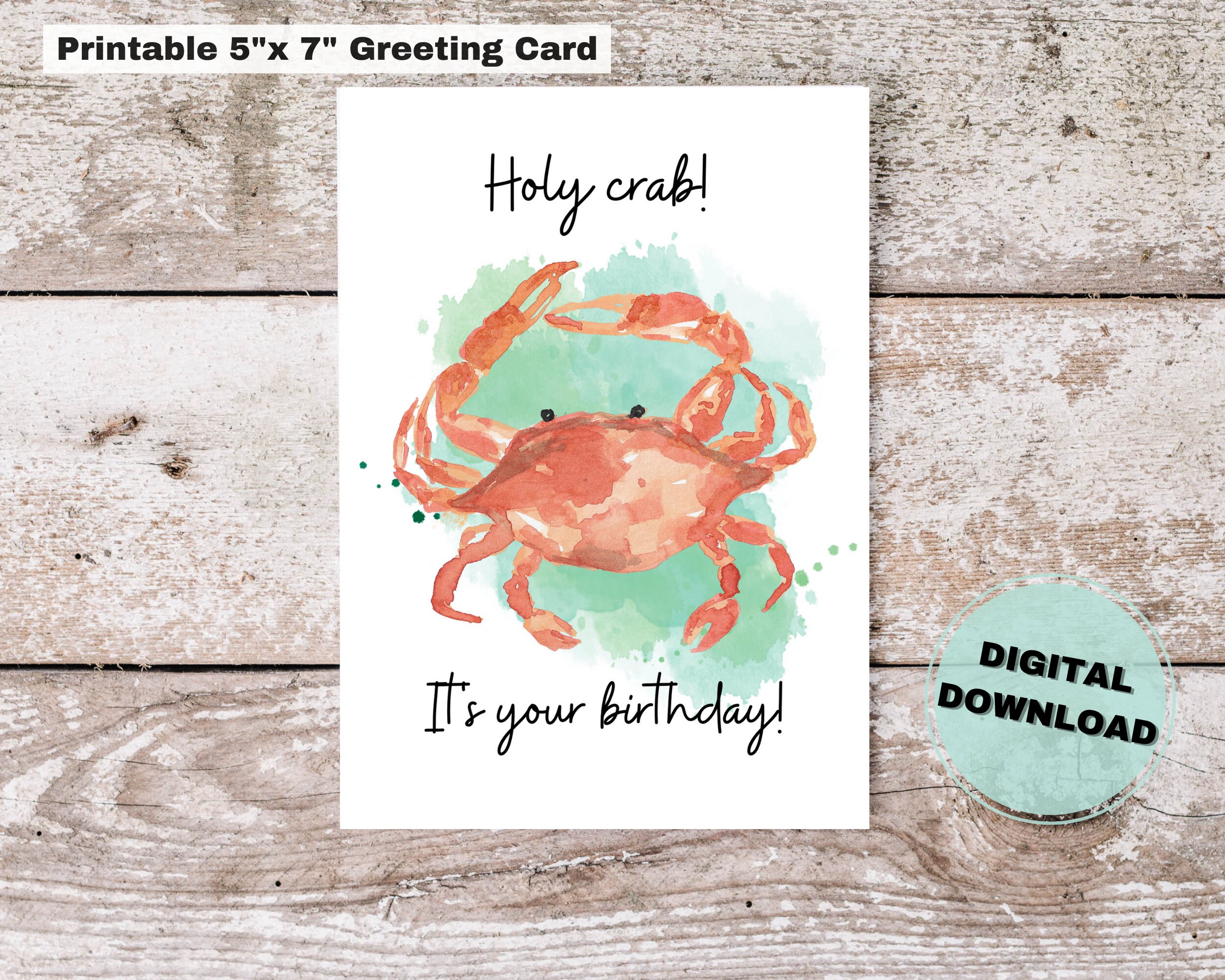 Printable Happy Birthday Card Crab Birthday Card Child Birthday Card ...