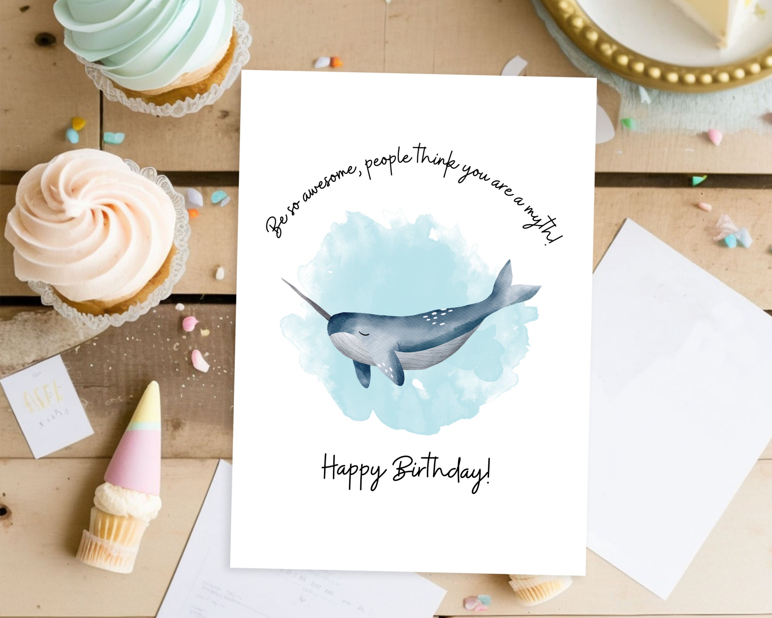 Printable Happy Birthday Card Narwhal Birthday Card Child Birthday Card ...