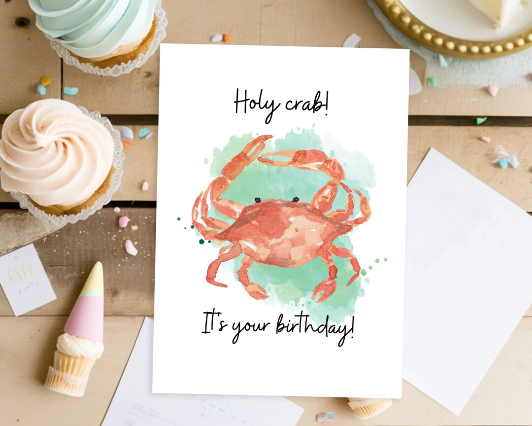 Printable Happy Birthday Card Crab Birthday Card Child Birthday Card ...