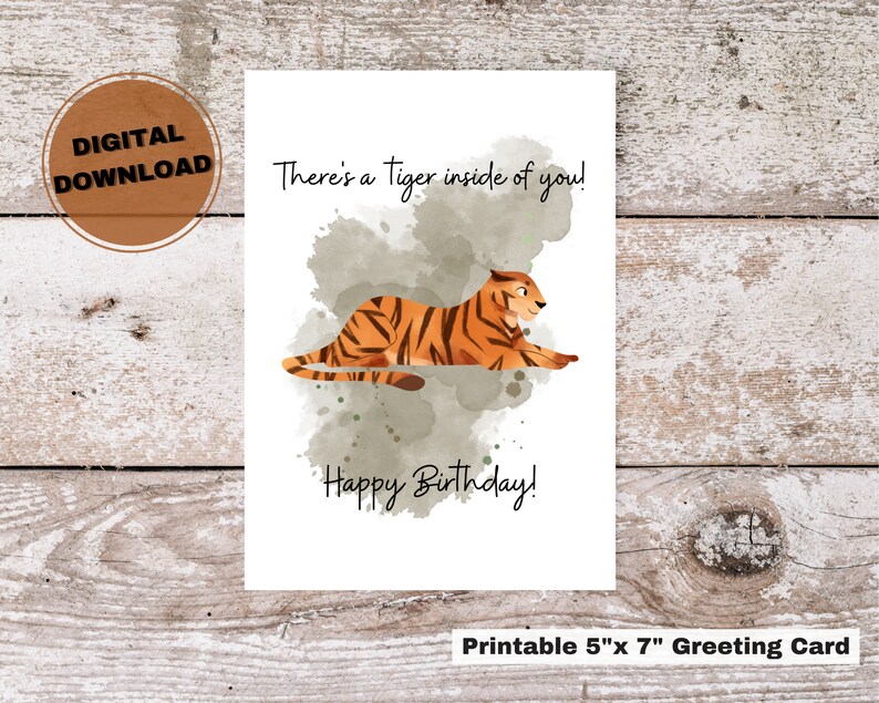 Printable Happy Birthday Card Tiger Birthday Card Child Birthday Card ...