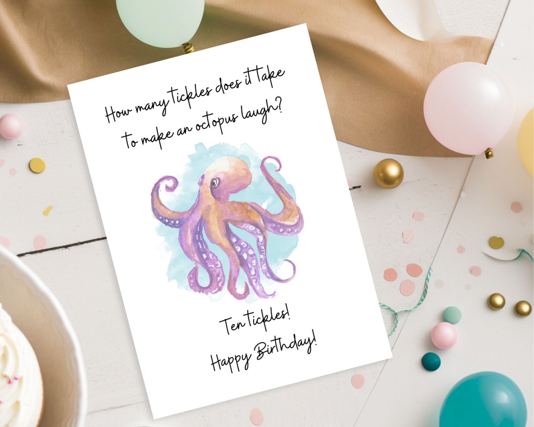 Printable Happy Birthday Card Octopus Birthday Card Child Birthday Card ...