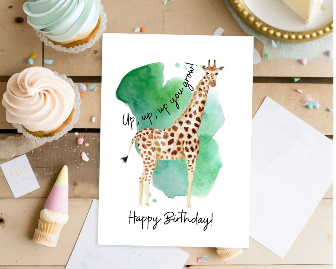 Printable Happy Birthday Card Giraffe Birthday Card Child Birthday Card ...